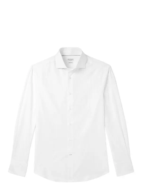 Brunello Cucinelli Slim-fit Cotton Oxford Shirt - White