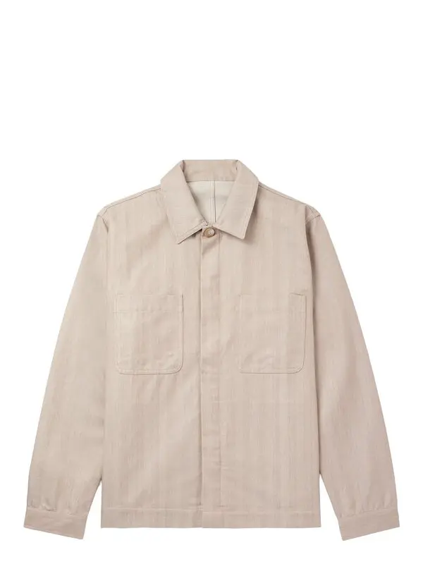 Frescobol Carioca Fonted Herringbone Cotton Overshirt - Neutrals