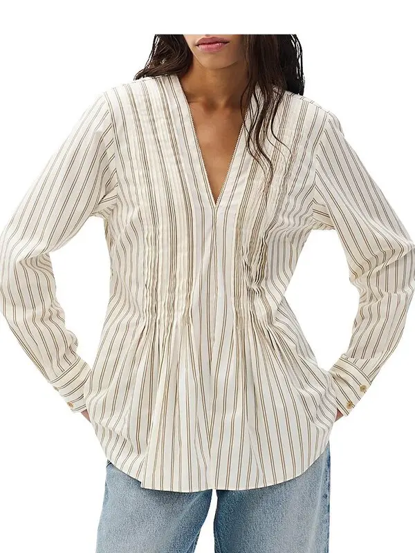 Rag & Bone Asher Stripe Top - Brown Stripe