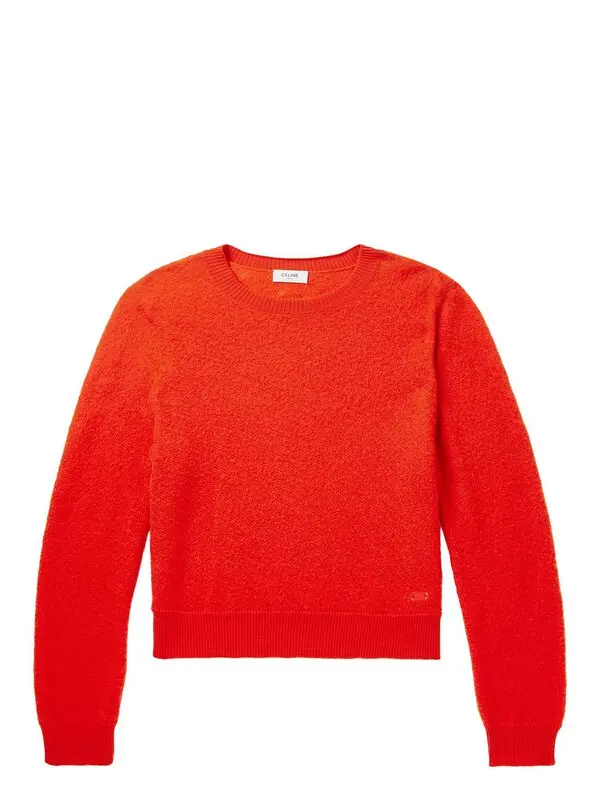 Celine Logo-embroidered Open-knit Wool Sweater - Red