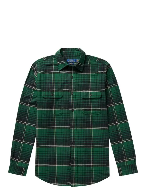 Polo Ralph Lauren Checked Cotton-blend Flannel Shirt - Green