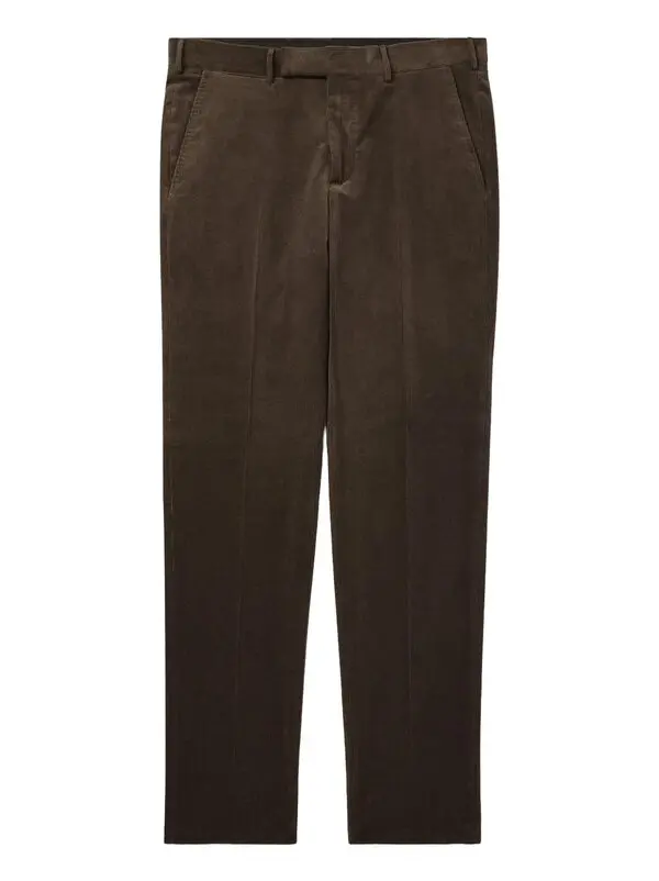 Zegna Slim-fit Cotton-blend Corduroy Trousers - Brown