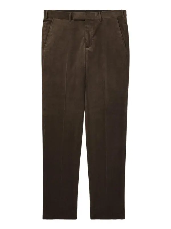 Zegna Slim-fit Cotton-blend Corduroy Trousers - Brown