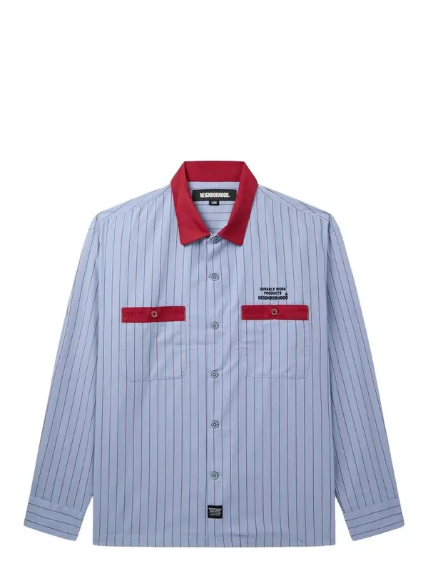 NEIGHBORHOOD Logo-embroidered Striped Woven Shirt - Blue