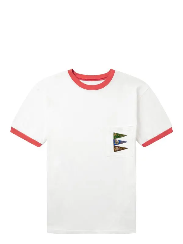 Kapital Pennant Ringer Logo-appliquéd Cotton-jersey T-shirt - White