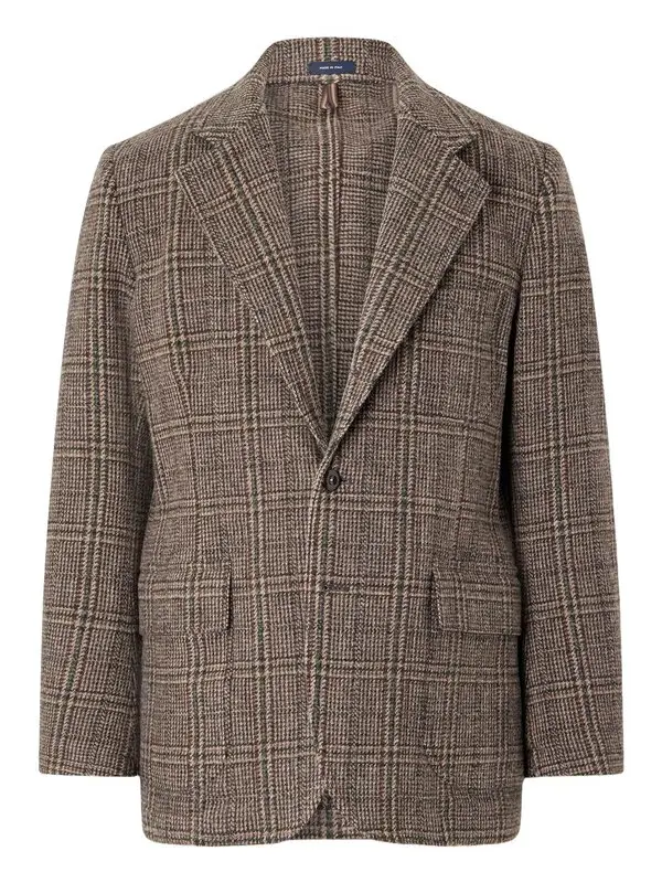 DRAKE'S Checked Wool-tweed Blazer - Brown