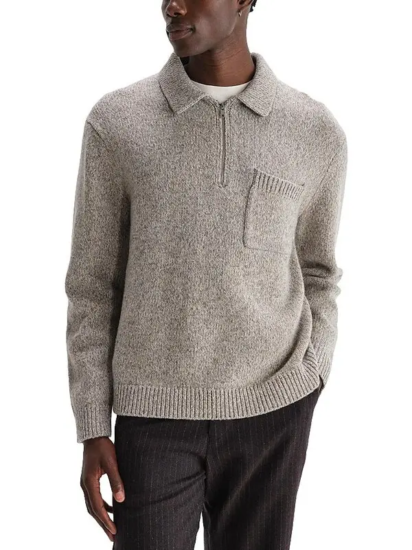 WAX LONDON Alpha Quarter Zip Polo Sweater - Grey