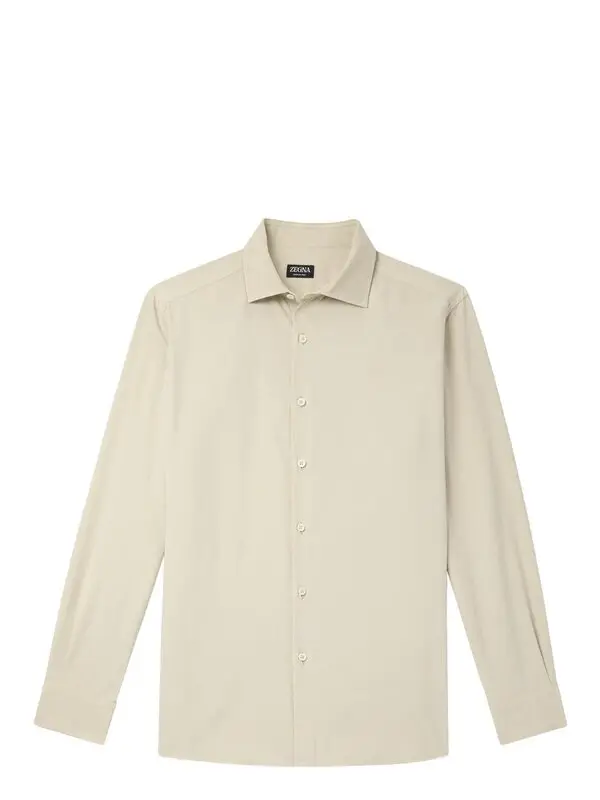 Zegna Spread-collar Mulberry Silk Shirt - Neutrals