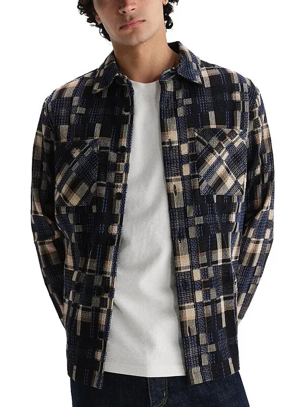 WAX LONDON Whiting Overshirt - Natural/navy