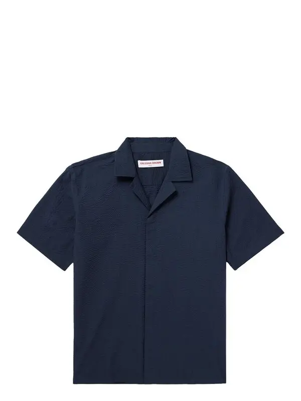 Orlebar Brown Maitan Camp-collar Organic Cotton Seersucker Shirt - Blue