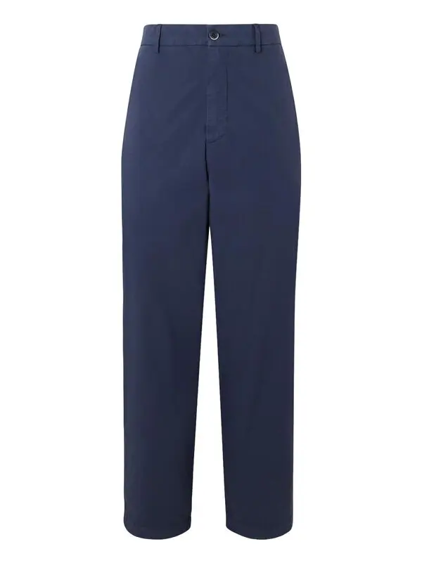 Barena Venezia Straight-leg Garment-dyed Cotton-blend Suit Trousers - Blue