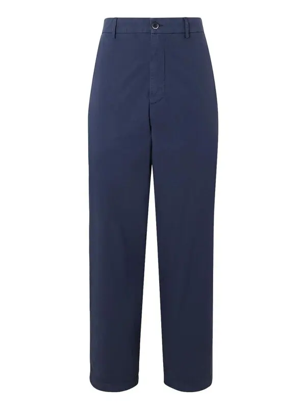Barena Venezia Straight-leg Garment-dyed Cotton-blend Suit Trousers - Blue