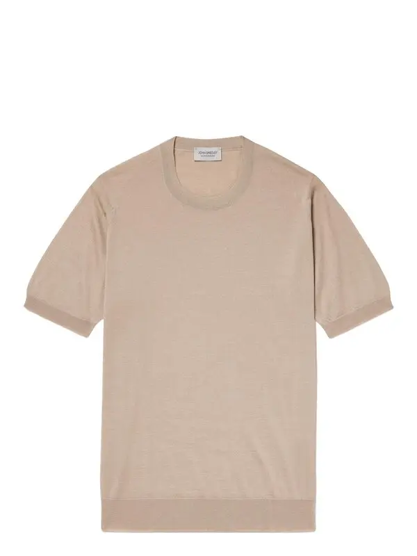 John Smedley Hilcote Merino Wool And Sea Island Cotton-blend T-shirt - Neutrals