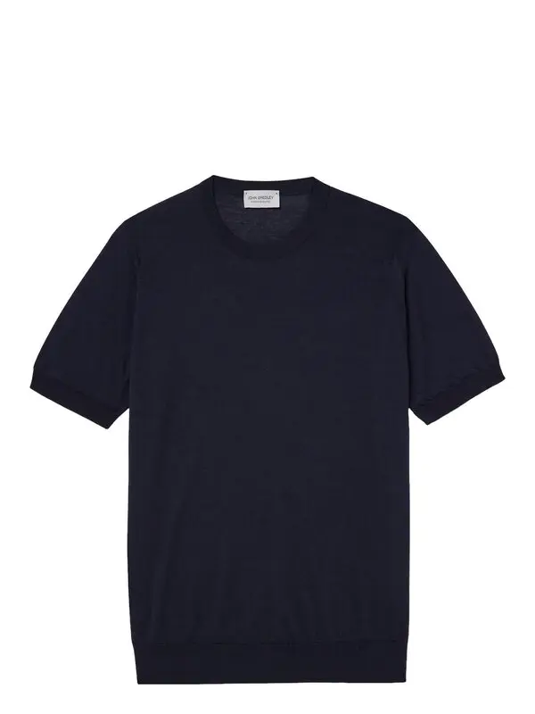 John Smedley Hilcote Merino Wool And Sea Island Cotton-blend T-shirt - Blue