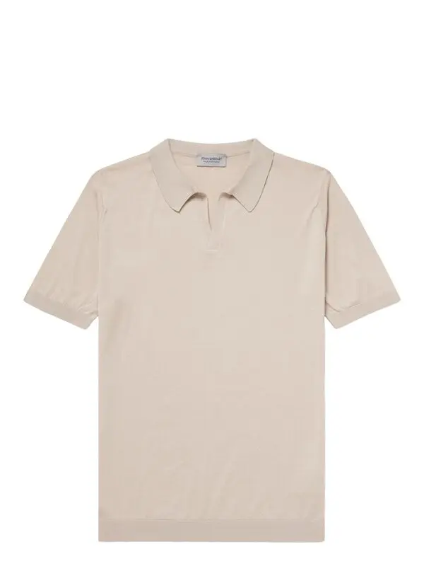 John Smedley Noah Sea Island Cotton Polo Shirt - Neutrals