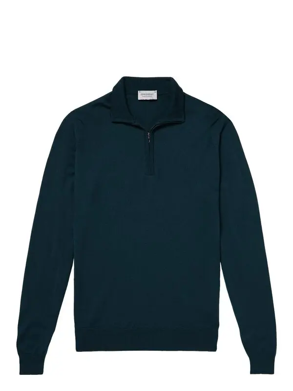 John Smedley Tapton Slim-fit Merino Wool Half-zip Sweater - Green