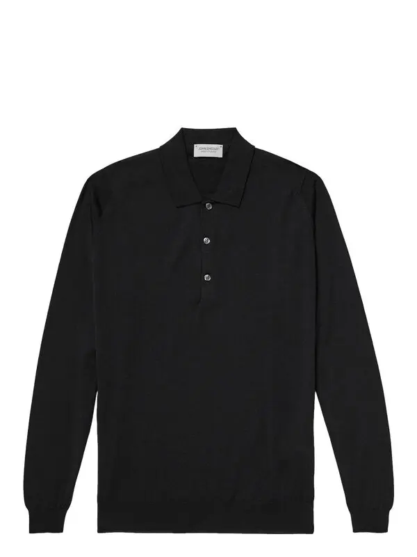 John Smedley Belper Slim-fit Merino Wool Polo Shirt - Black