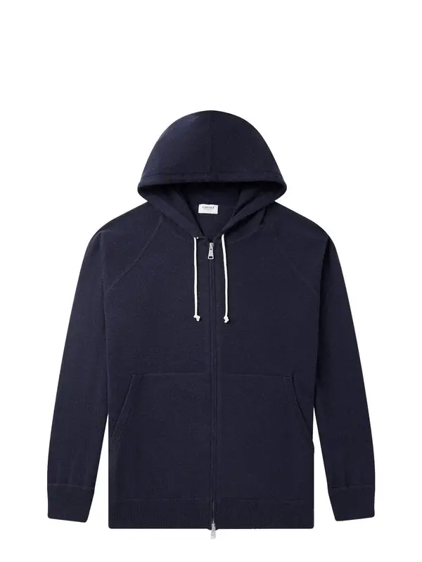 GHIAIA Cashmere Zip-up Hoodie - Blue