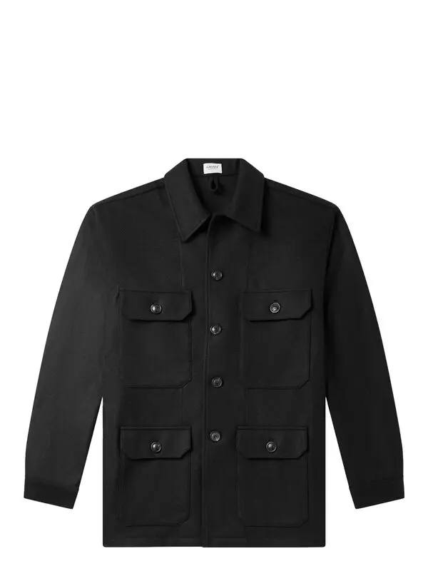 GHIAIA Wool-flannel Utility Jacket - Black