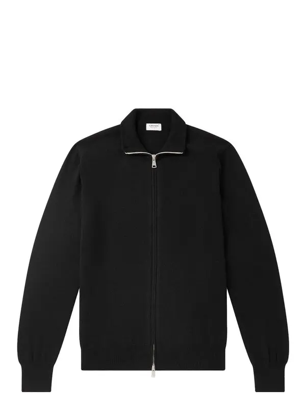 GHIAIA Cashmere Zip-up Sweater - Black