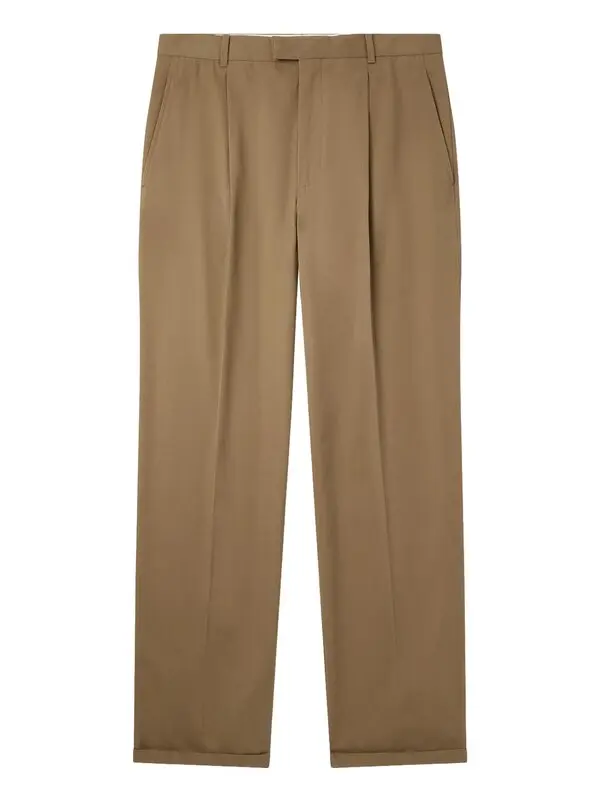 THE ROW Belamy Straight-leg Pleated Cotton And Cashmere-blend Gabardine Trousers - Neutrals