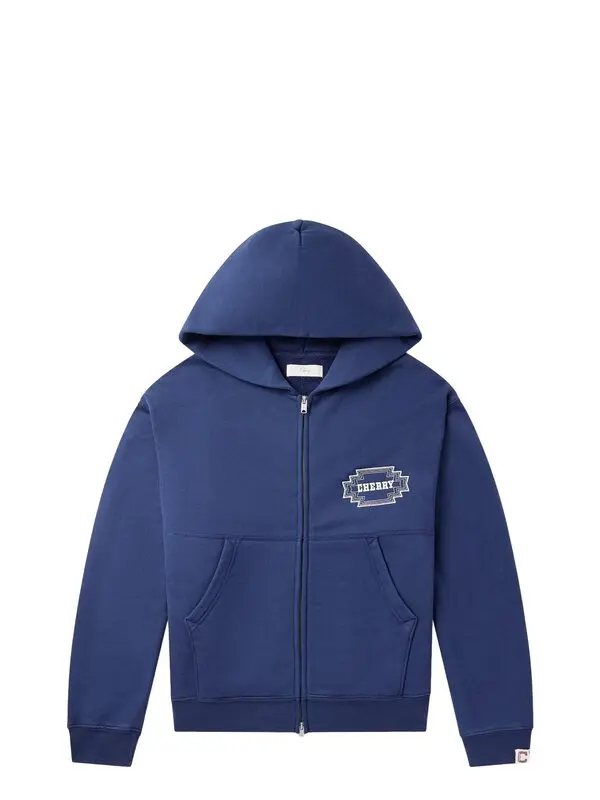 CHERRY LOS ANGELES Logo-embroidered Zip-up Hoodie - Blue