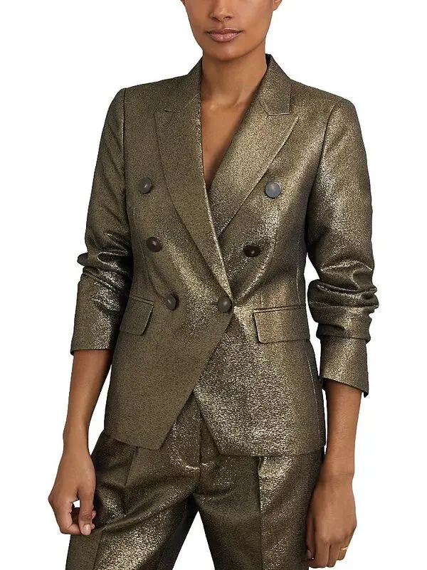 REISS Sienna Metallic Blazer - Gold