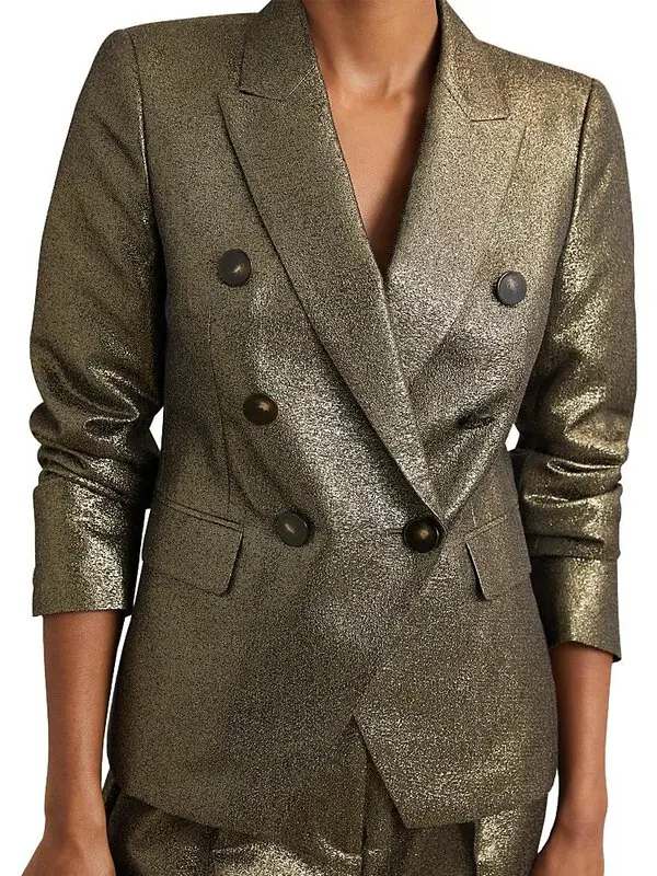 REISS Petite Sienna Metallic Blazer - Gold
