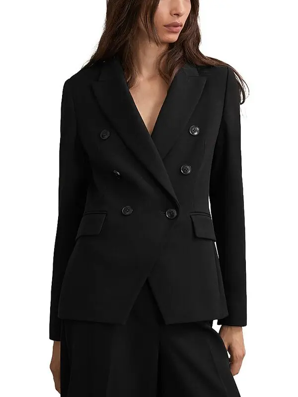 REISS Petite Gabi Double Breasted Blazer - Black