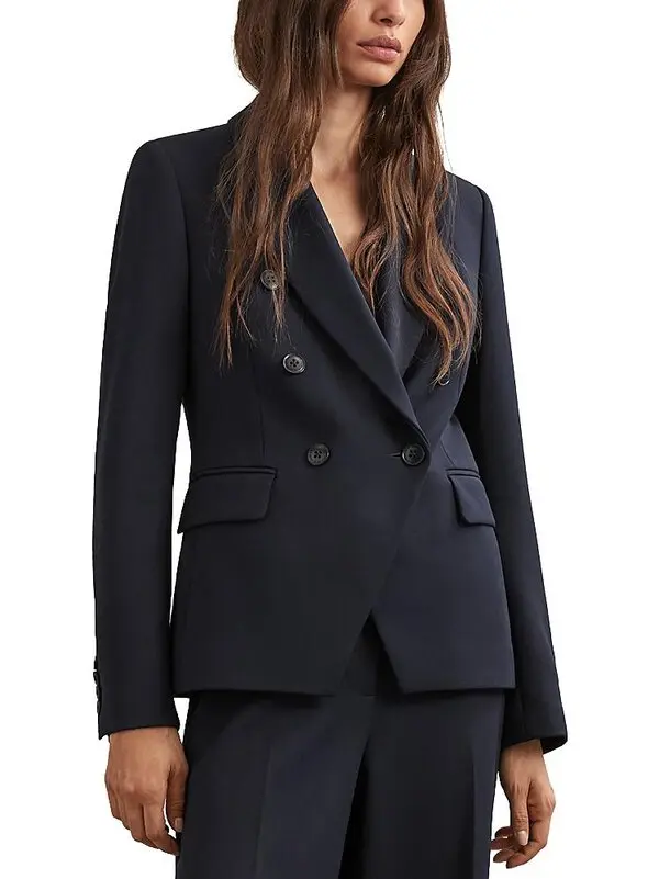 REISS Gabi Double Breasted Blazer - Navy