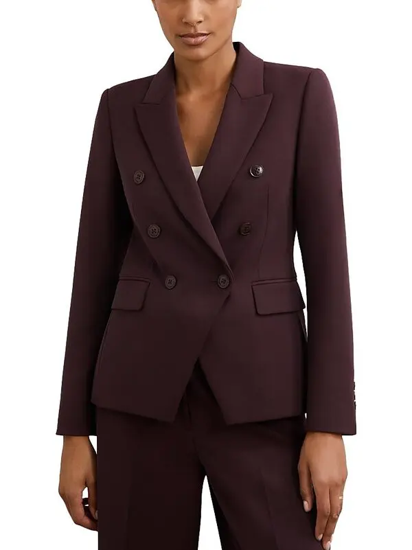 REISS Petite Gabi Peak Lapel Blazer - Berry