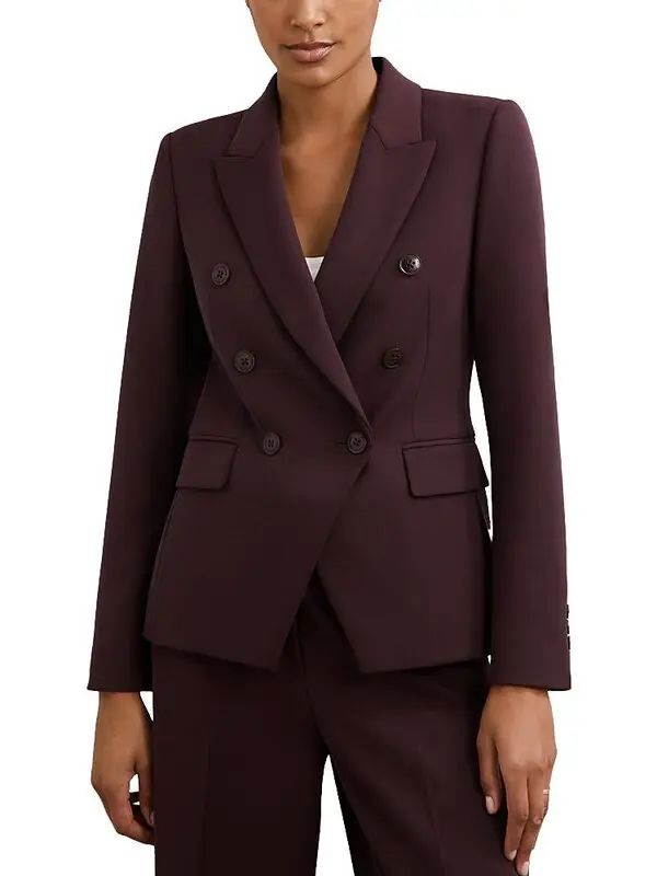 REISS Gabi Peak Lapel Blazer - Berry