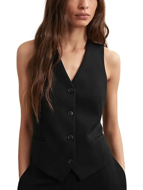 REISS Gabi Waistcoat - Black