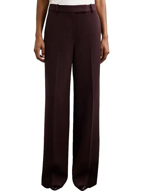REISS Gabi Wide Leg Trousers - Berry
