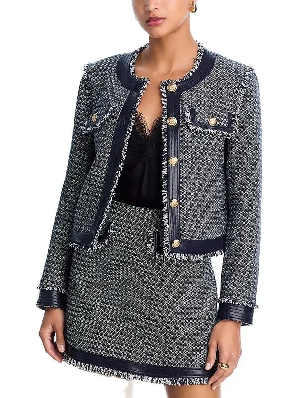 Cinq À Sept Birdseye Tweed Deva Jacket - Navy/white