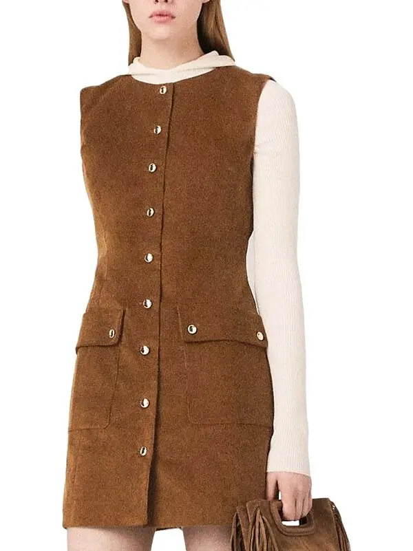 Maje Rubelle Corduroy Dress - Camel