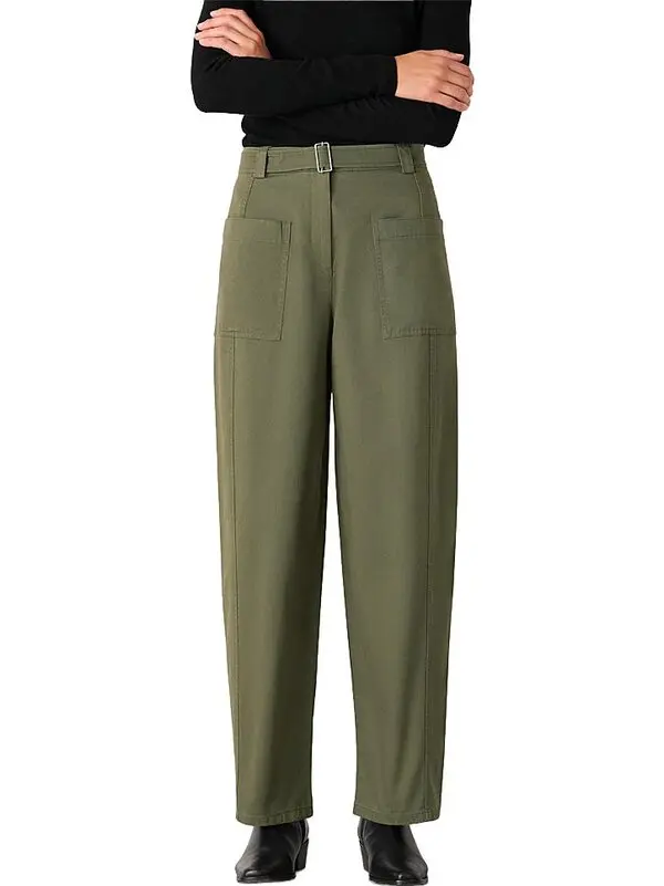 Whistles Belted Barrel Leg Pants - Khaki