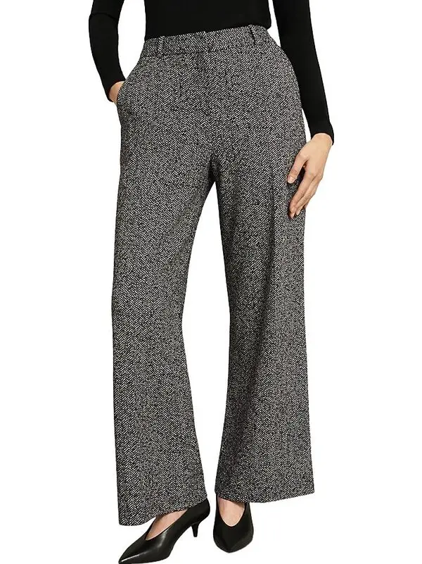 HOBBS LONDON Marlyn Herringbone Trousers - Black/white