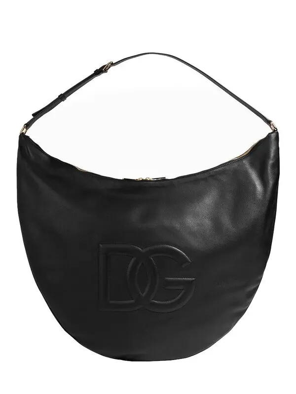 Dolce & Gabbana Embossed Leather Shoulder Bag - Black