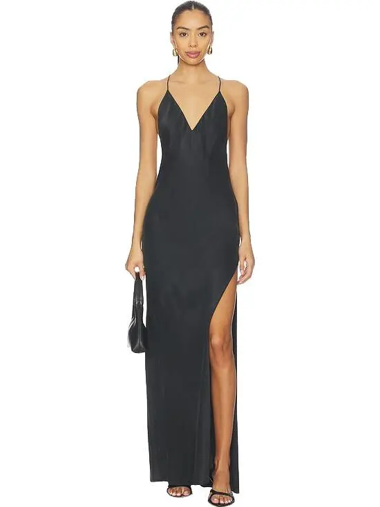 EAVES Lydia Silk Maxi Dress - Black