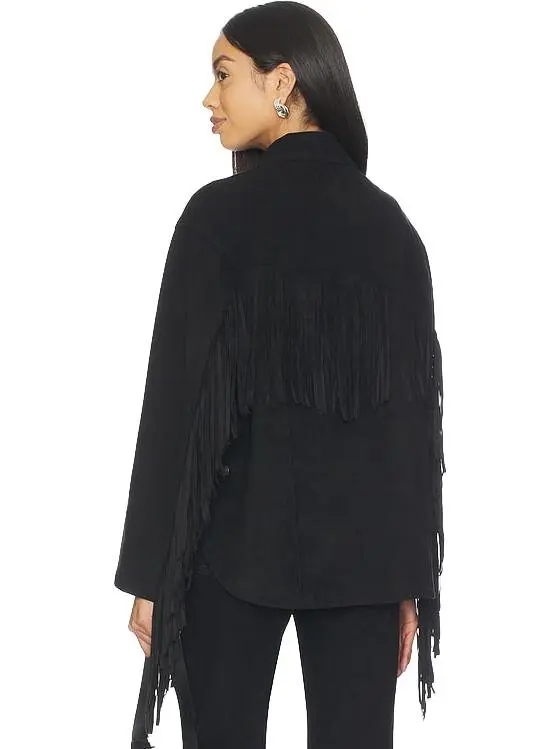 Free People Fringe Out Faux Suede Shacket - Black