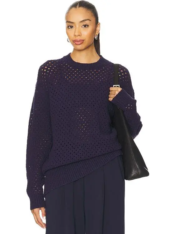 Varley Grady Boucle Knit Sweater - Evening Blue