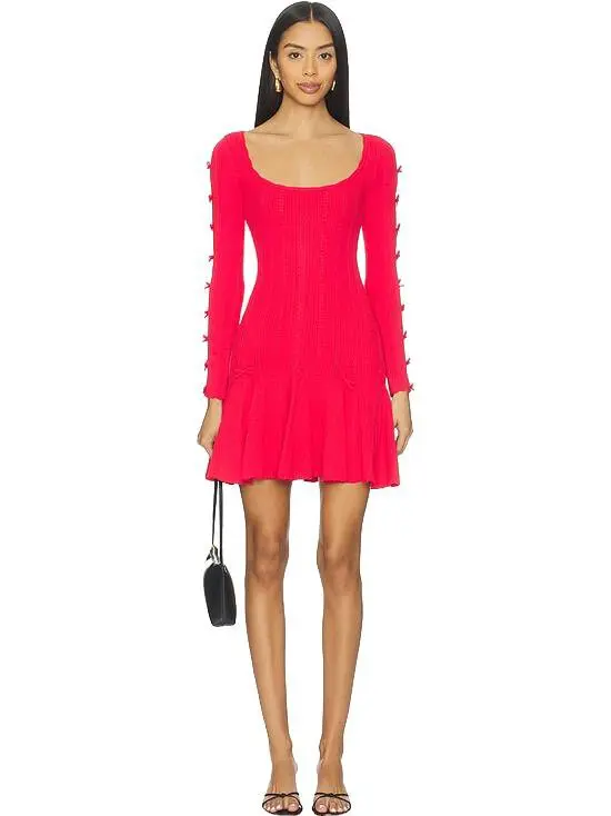 LoveShackFancy Seychelle Knit Eyelet Dress - Candy Apple