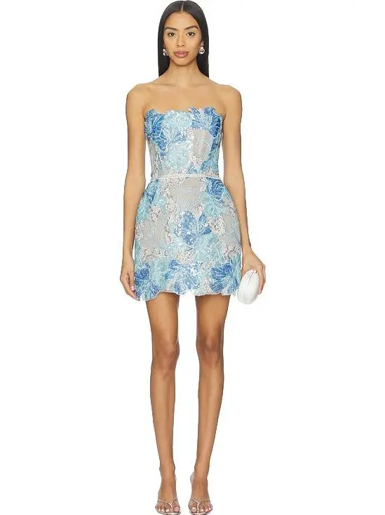 BRONX AND BRONCO Jasmine Maraya Strapless Mini Dress - Powder Blue Multi