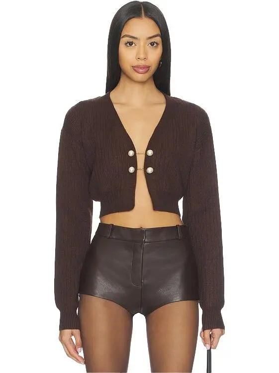 MORE TO COME Destiny Cardigan Sweater - Dark Brown