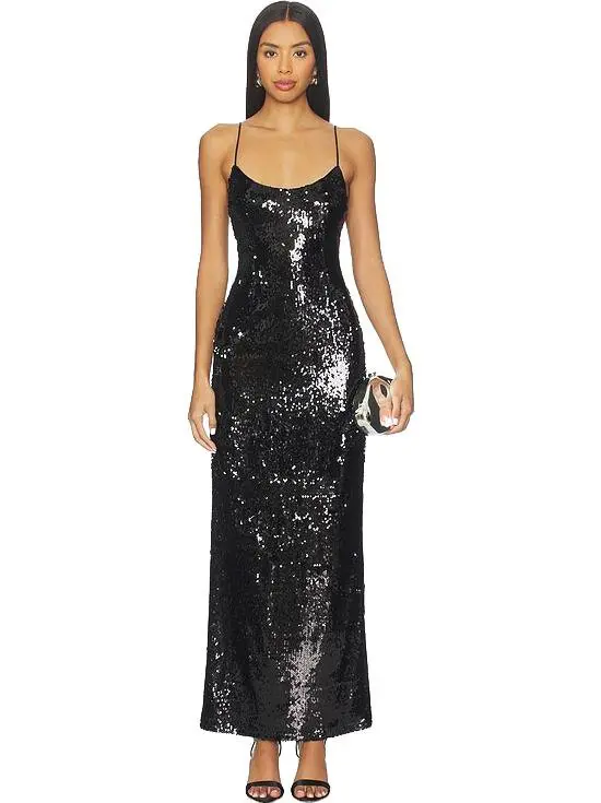 Superdown Jessie Sequin Maxi Dress - Black