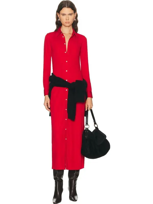 Polo Ralph Lauren Button-down Long Dress - Park Avenue Red