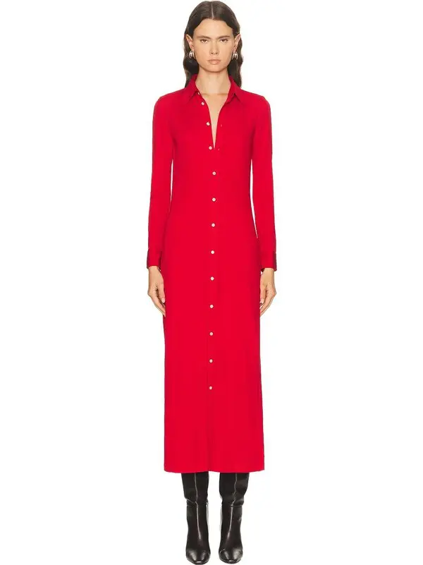 Polo Ralph Lauren Button-down Long Dress - Park Avenue Red