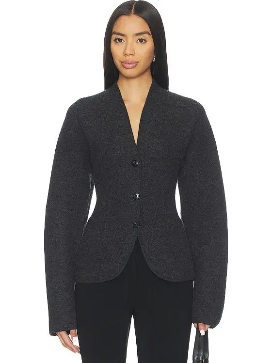 EAVES Coralai Structured Knit Blazer - Charcoal