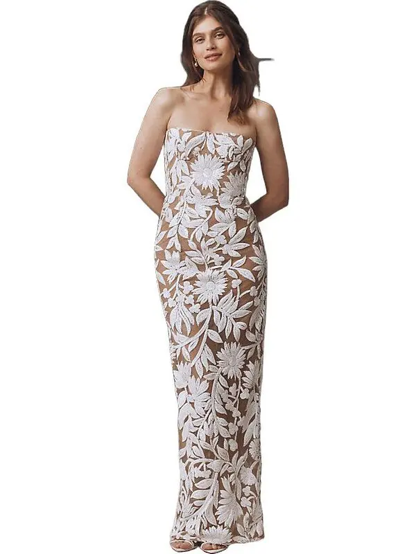 BRONX AND BRONCO Dahlia Strapless Maxi Dress - White